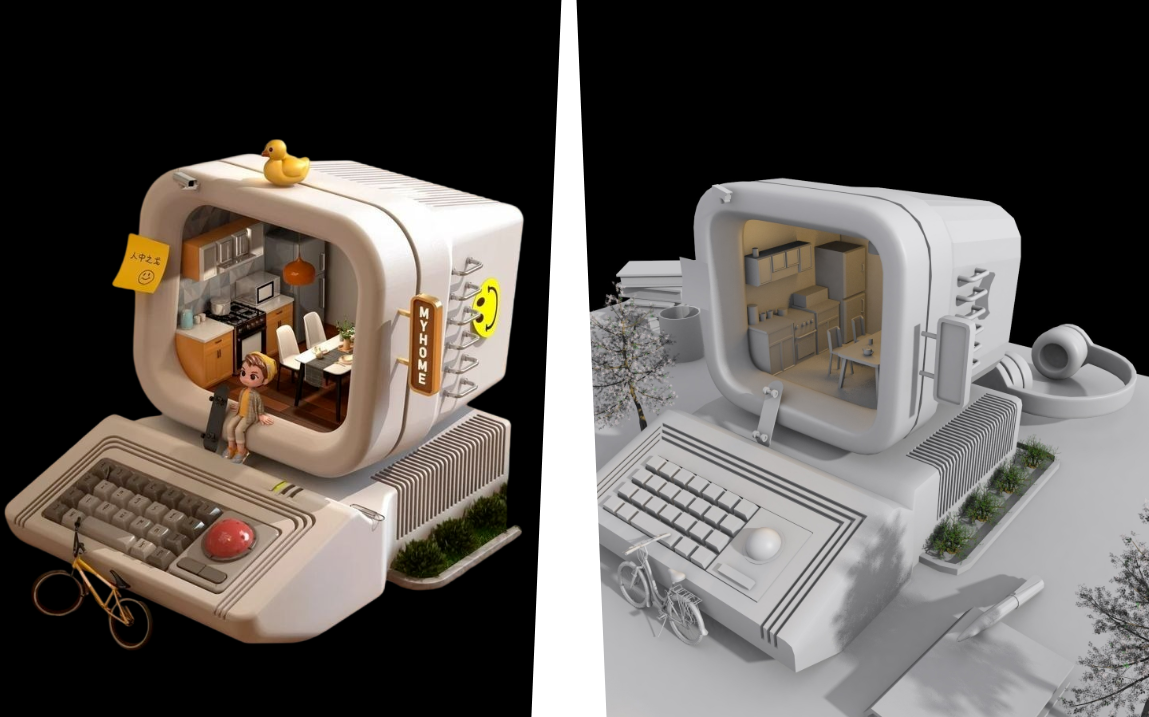 【3Dmax建模】适合新手学的第一个案例,半小时就能完成一个电视机...