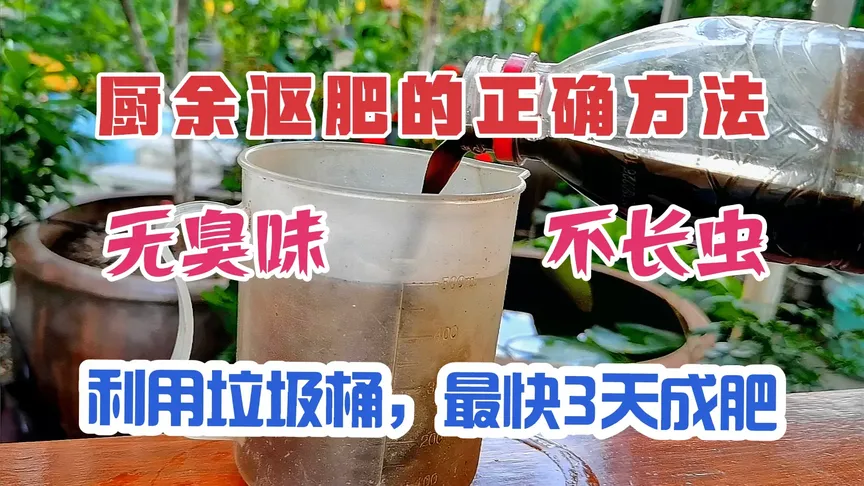 利用厨余沤肥的正确方法,无臭味不长虫,垃圾桶改造3天制出好肥