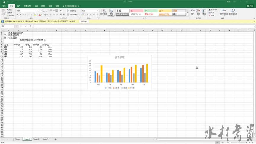Excel2016 表格教程 办公 第33章 调整图表的位置及大小