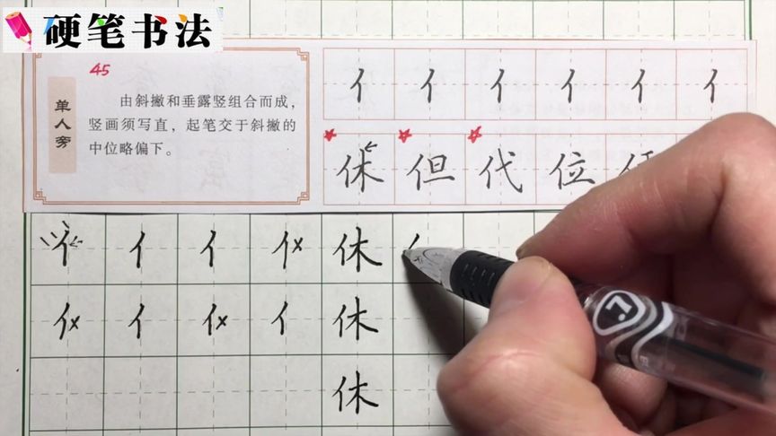 硬笔书法到底该怎么学?听我给你教单人旁课程,一定要记住