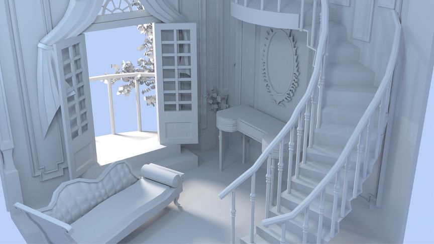 3dmax场景建模:零基础单体豪华室内游戏场景建模教学。