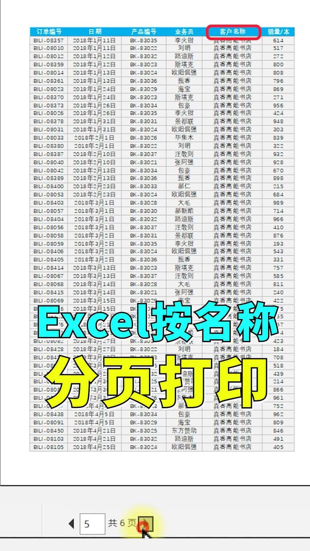 Excel分页打印