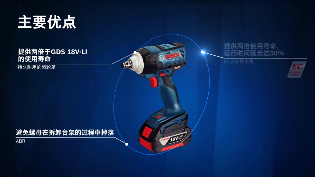 博世电动扳手GDS18V-EC 300ABR冲击扳手电风炮无刷电动工具
