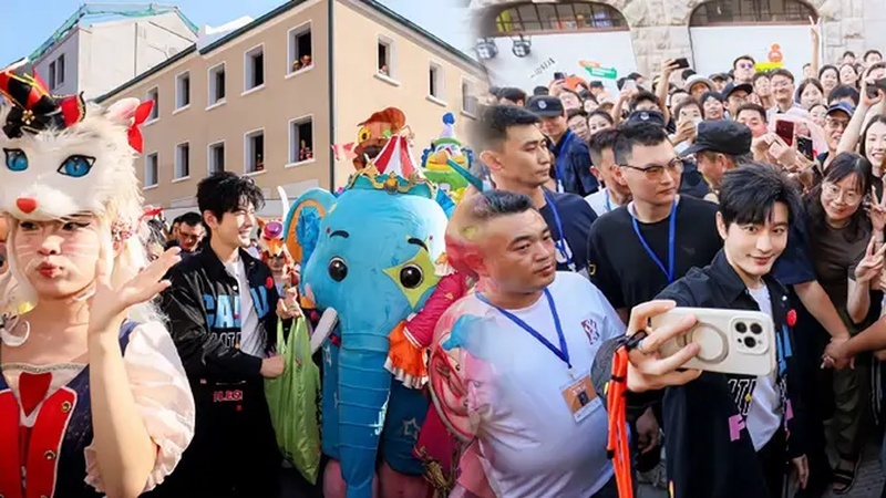 黄晓明里院喜剧节发糖,人气爆棚没有架子,手上戒指引发结婚猜测