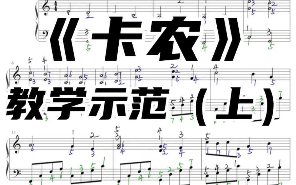 零基础十分钟学会钢琴经典曲目《卡农》|已标注简谱和指法-蓝色数字...