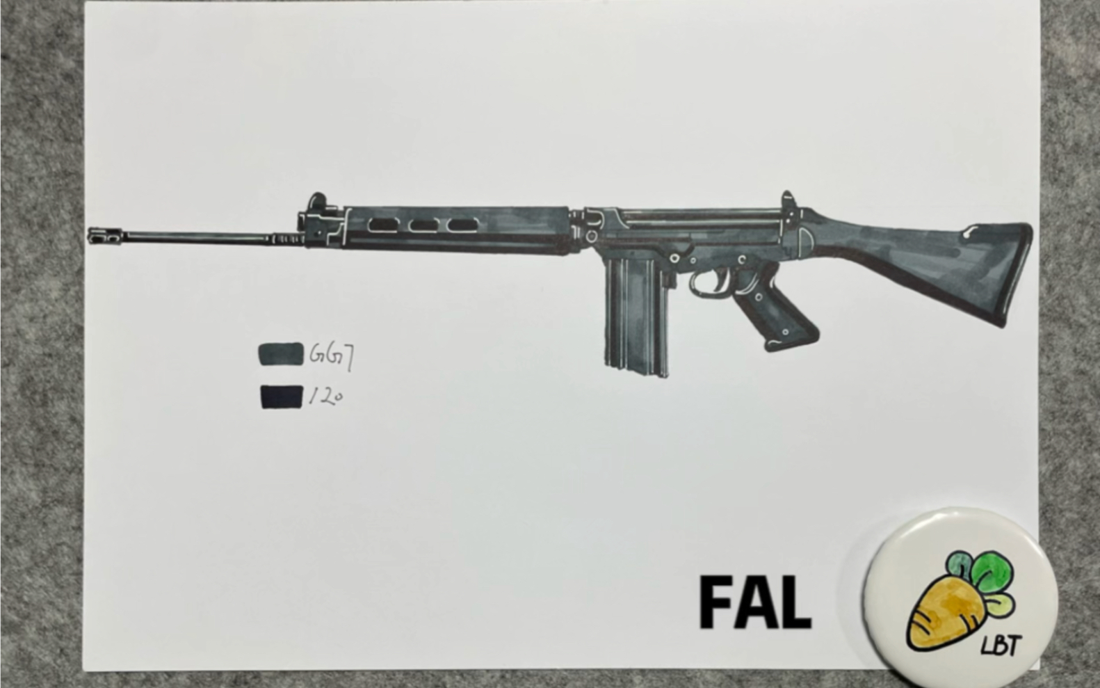 比利时,FAL轻型自动步枪!简笔画漆色教程!