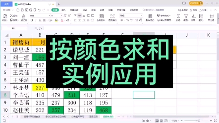 WPS表格数据按颜色求和实例应用