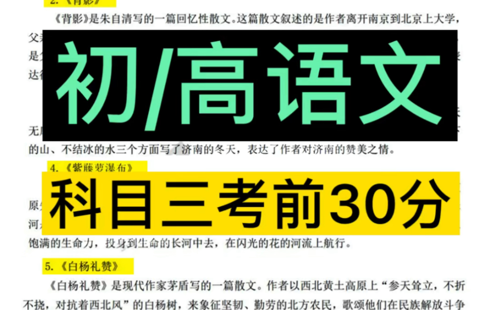【初高中语文】教资笔试科目三学科知识_初高中语文考前速记30页,...