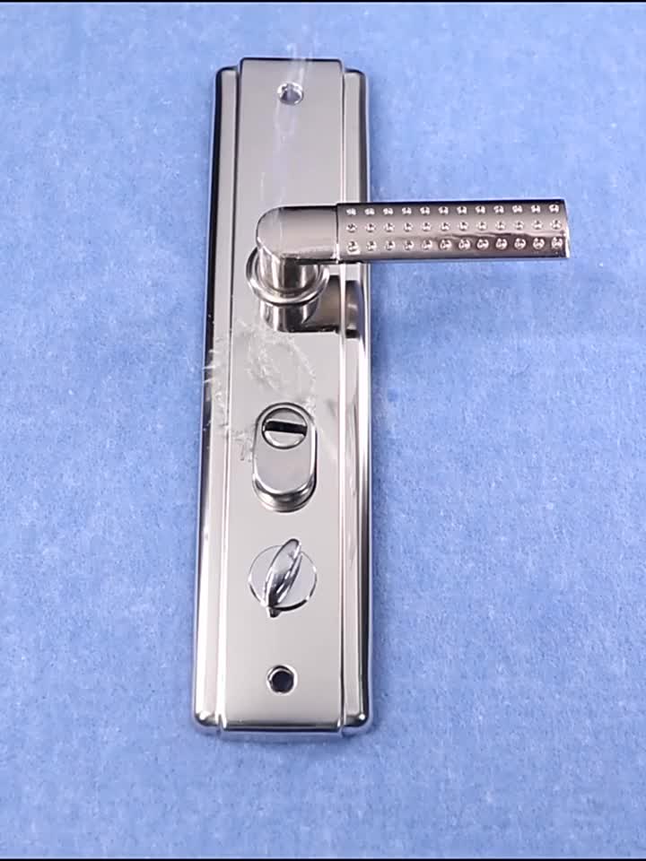 不鏽钢防盗门锁套装木门把手面板家用通用型锁具锁芯大铁门锁手柄