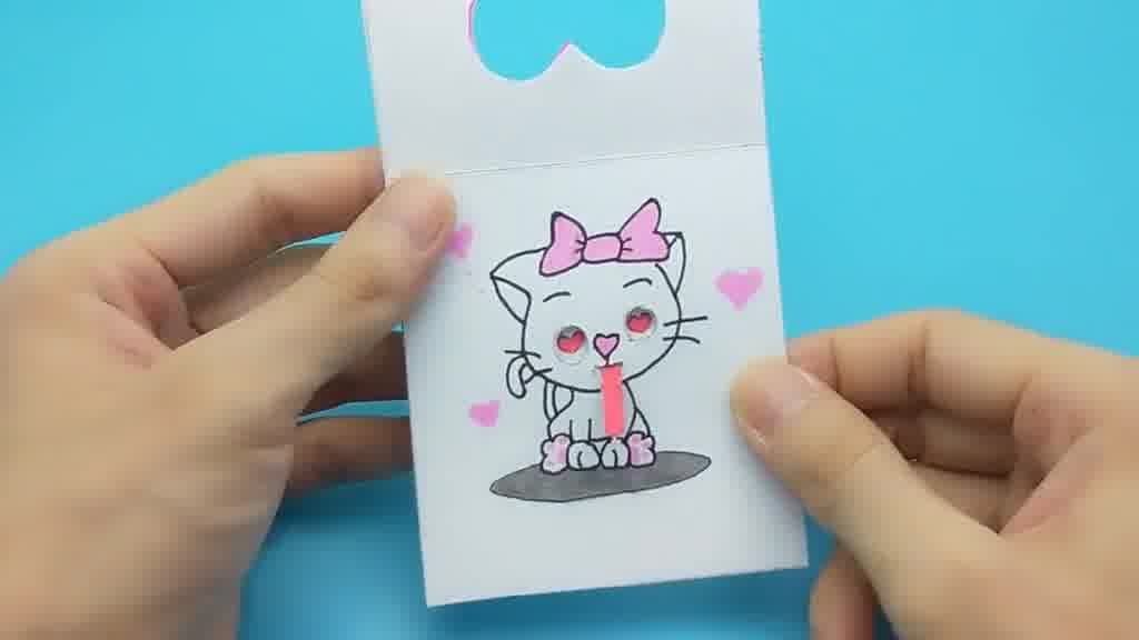 打开会吐舌头的立体贺卡,给老师一个惊喜教师节手工卡片制作