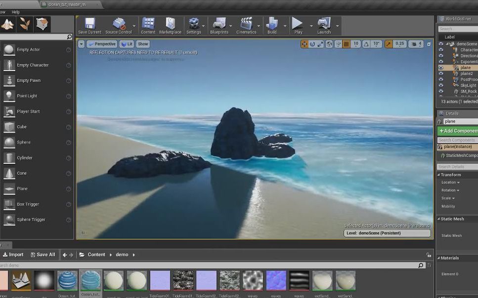 【UE4】海洋材质完整实例制作流程教程(中英双字)