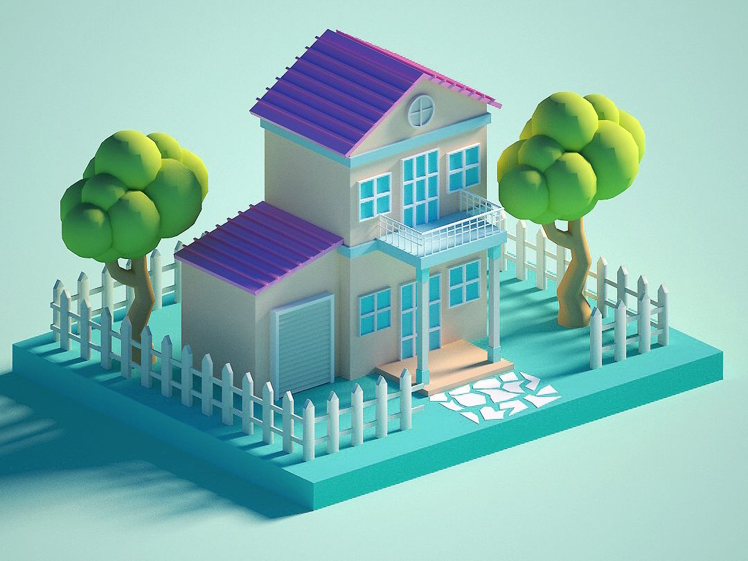 C4D私家小院建模实例,C4D宝典案例每个模型均是自制经典建模教程,...