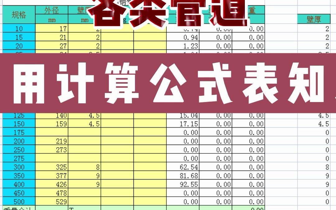 很少有人知道的各类管道常用计算公式表,Excel版