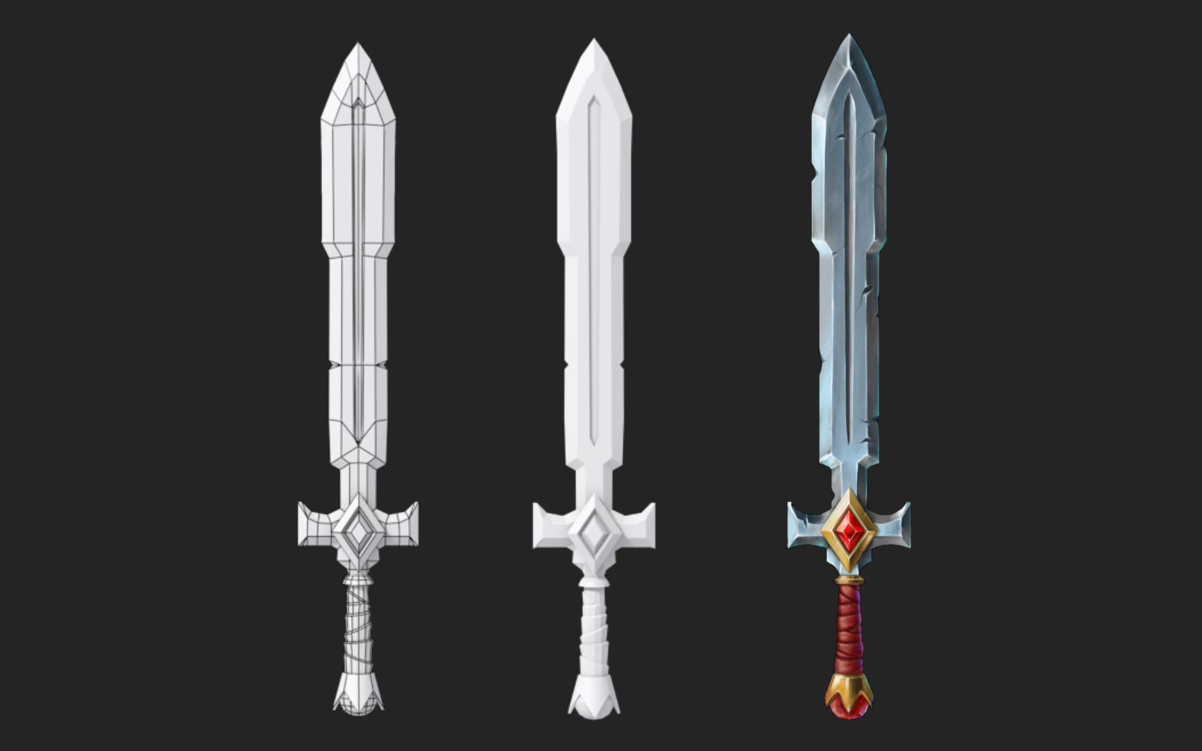 【3dmax建模】新手从做一把喜欢的武器开始,长剑武器模型制作教学,...