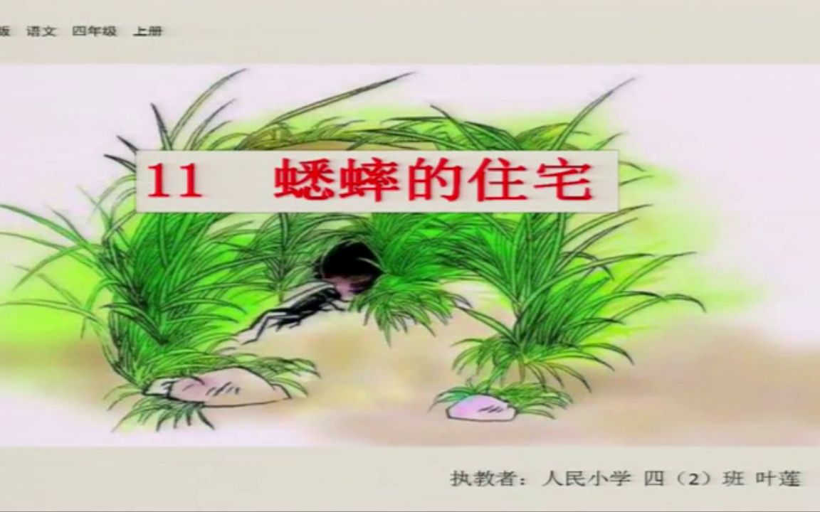...版部编版四年级语文上册_蟋蟀的住宅-叶老师_优质课公开教学视频