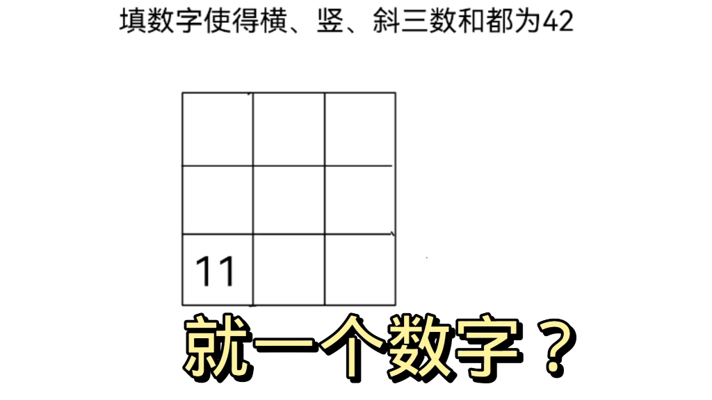 九宫格填数字,只有一个数字如何来解?