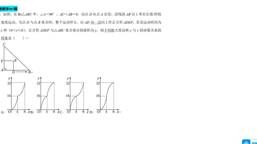 中考数学第947期:二次函数图像阴影面积问题