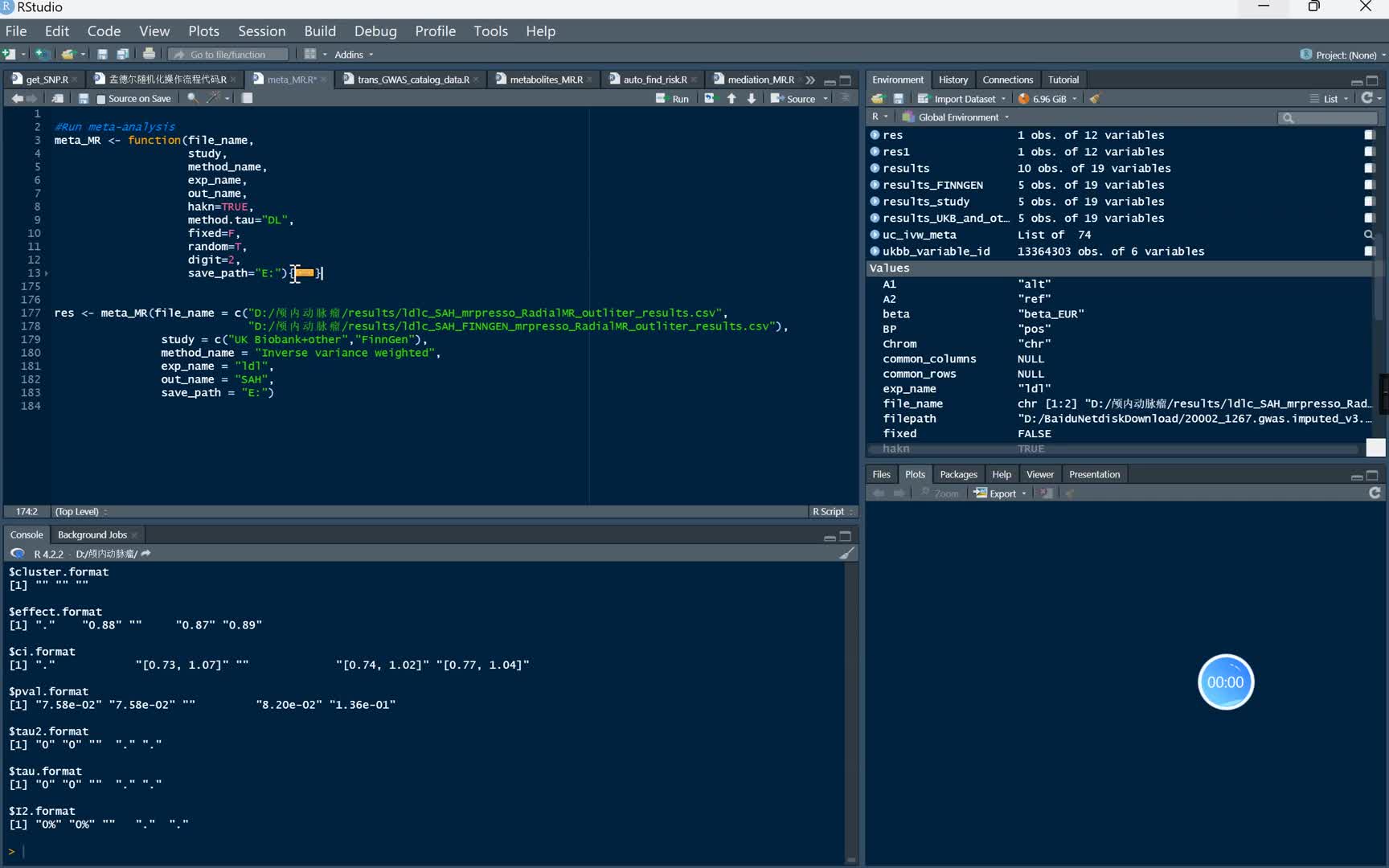 孟德尔随机化之不同结局的数据库结果进行meta分析