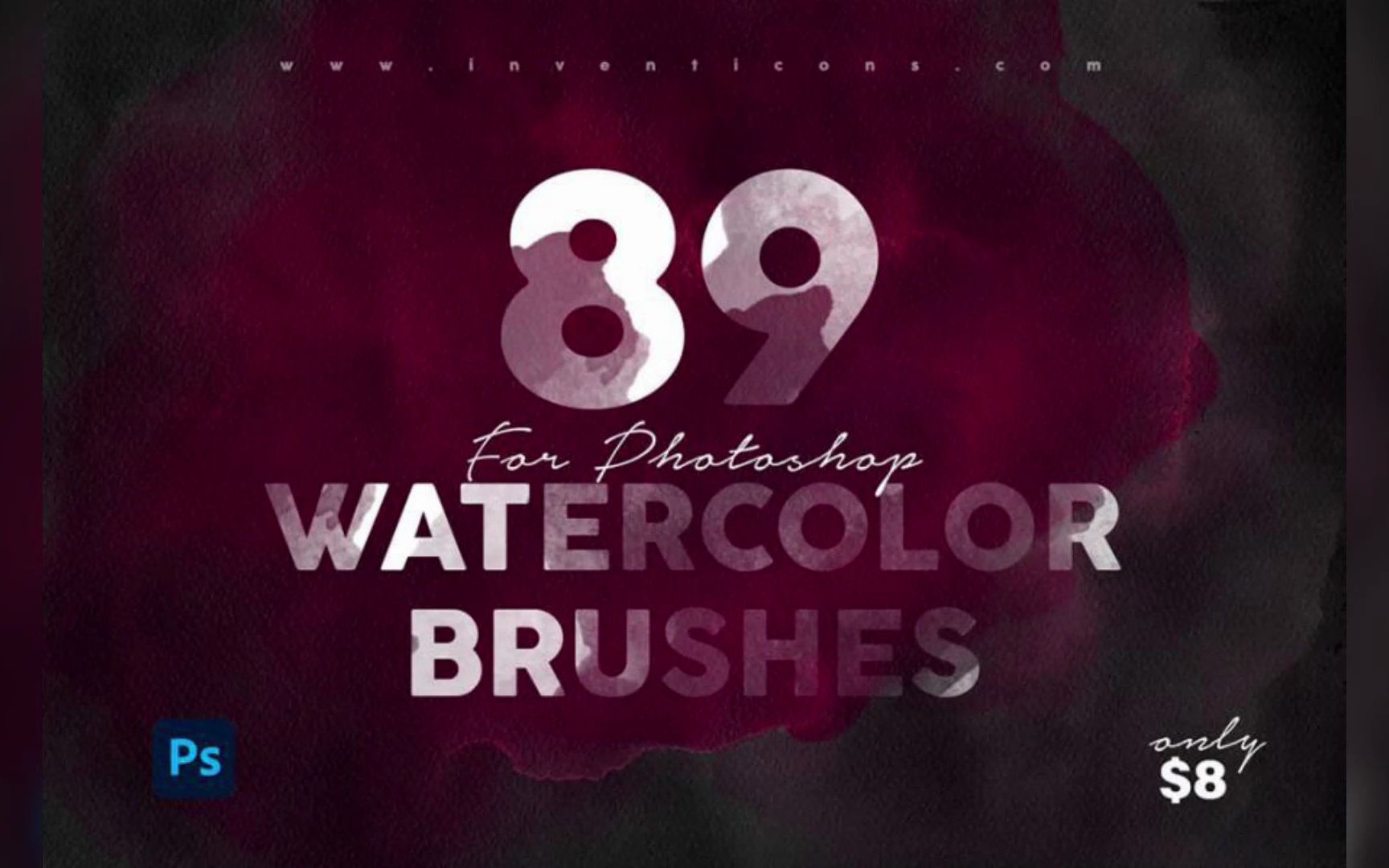 PS笔刷-飞溅晕染水彩效果PS笔刷素材资源【3029】