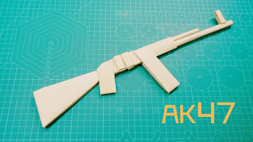 真正简单又仿真的AK47折纸枪模型,拿到成品后爱不释手!