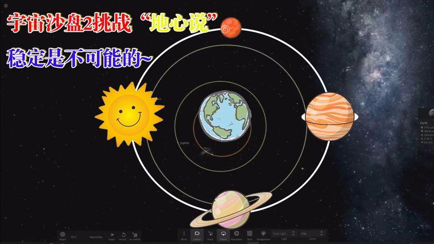 宇宙沙盘2娱乐模拟,挑战“地心说”,如果地球成为太阳系中心