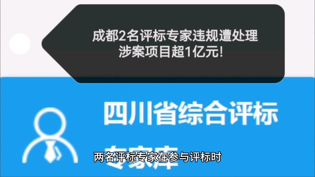 成都2名评标专家违规遭处理!涉案项目超1亿元!