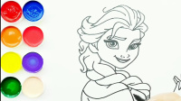 【冰雪奇缘艾莎公主简笔画涂色填色】画轮廓(中)