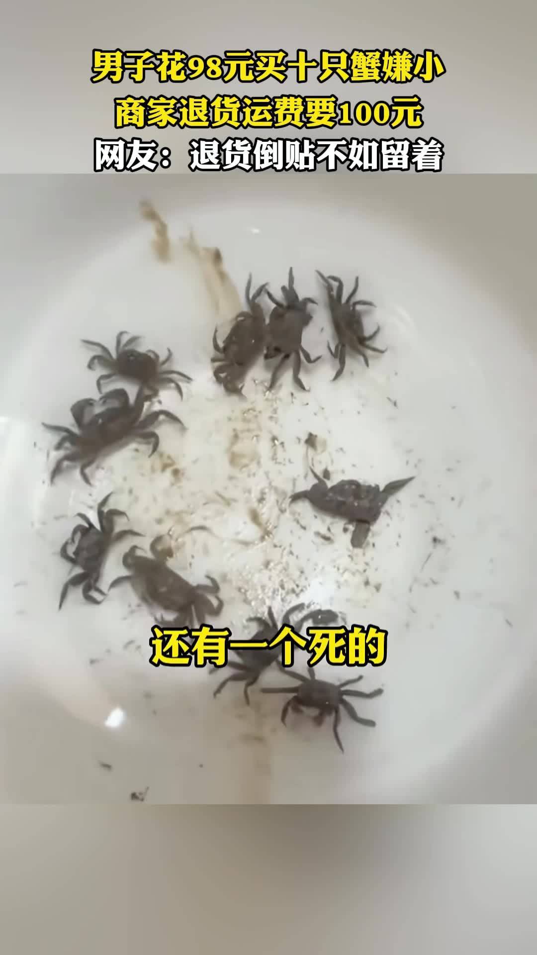 男子花98元买十只蟹嫌小,商家退货运费要100元