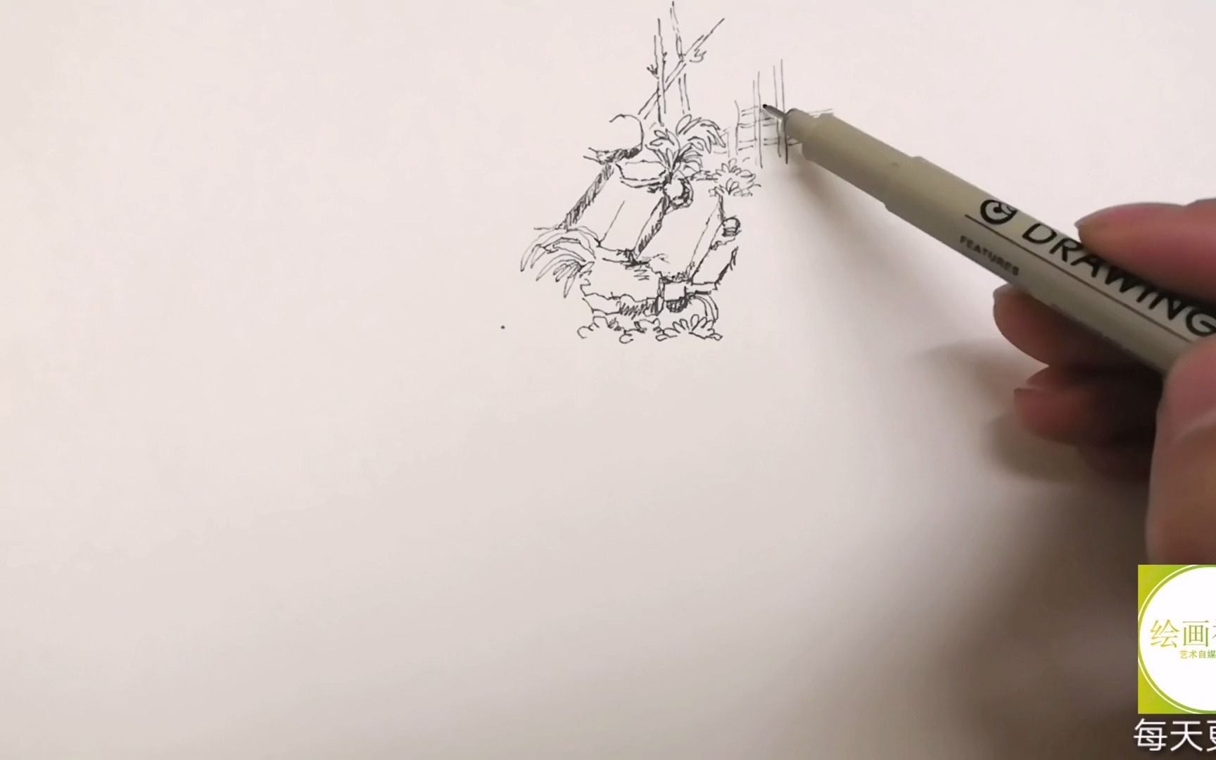 绘画教学视频学会三大构图法随便画一幅画很适合初学者学习