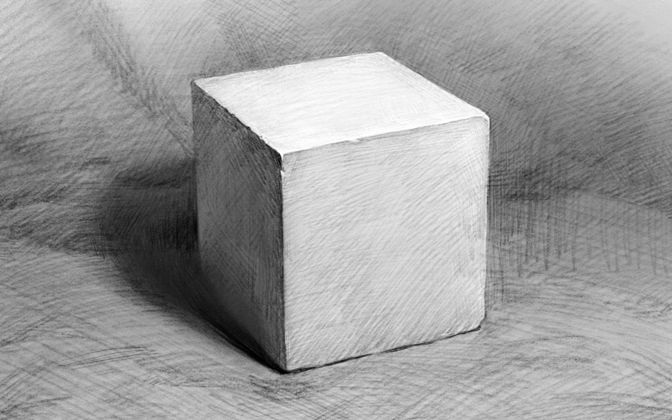 【procreate板绘过程】正方体单体,石膏几何体素描,简单入门
