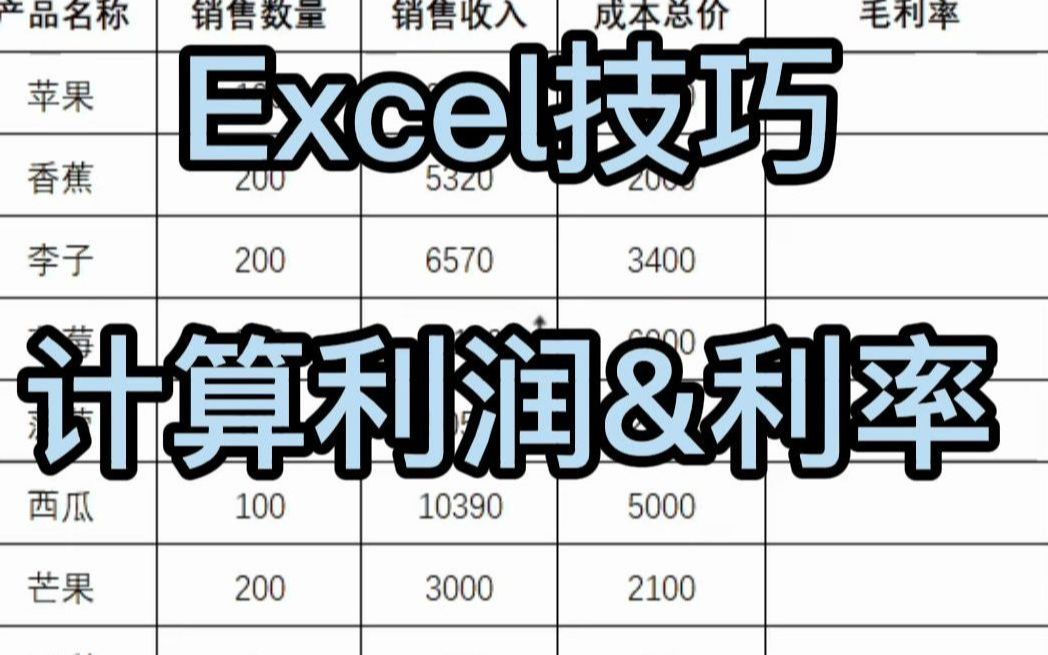 Excel技巧:制作带利润显示的表格