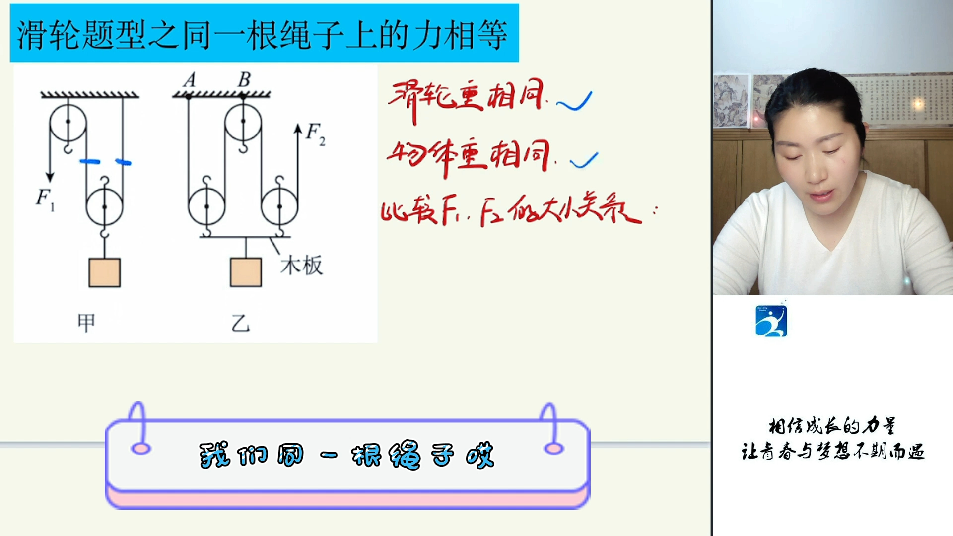 初中中考物理复习系列题型之同一根绳子上的力相等!多滑轮滑轮组的...