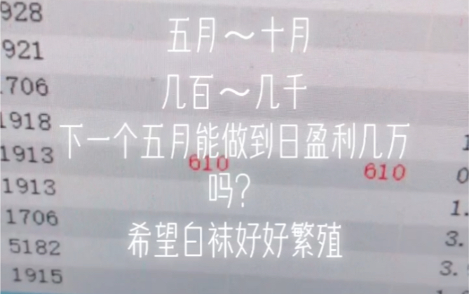 从稳定亏损到五月每日盈亏几十几百到十月的每日盈亏几千。周回报3k...