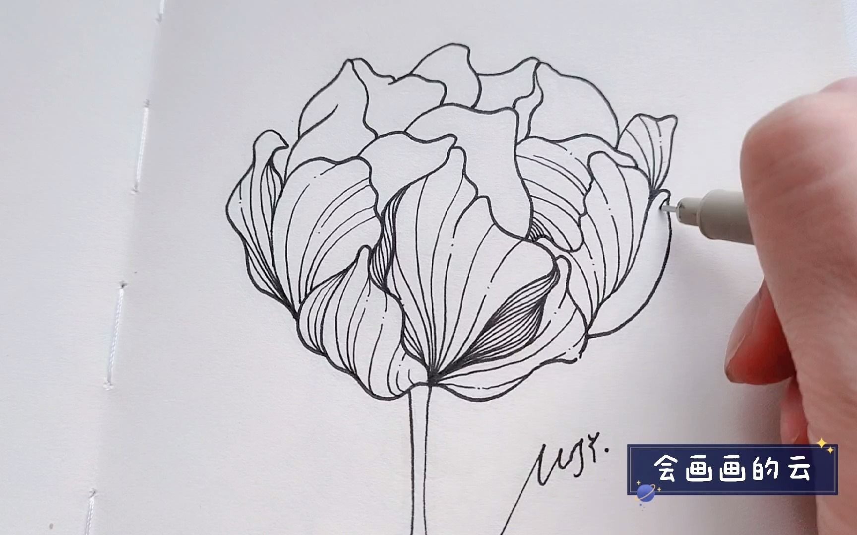 教你用两只针管笔画一朵花,简单易学,适合新手学习哦~