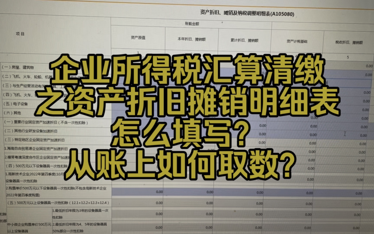 会计实操~企业所得税汇算清缴之资产折旧摊销明细表怎么填,从账上...