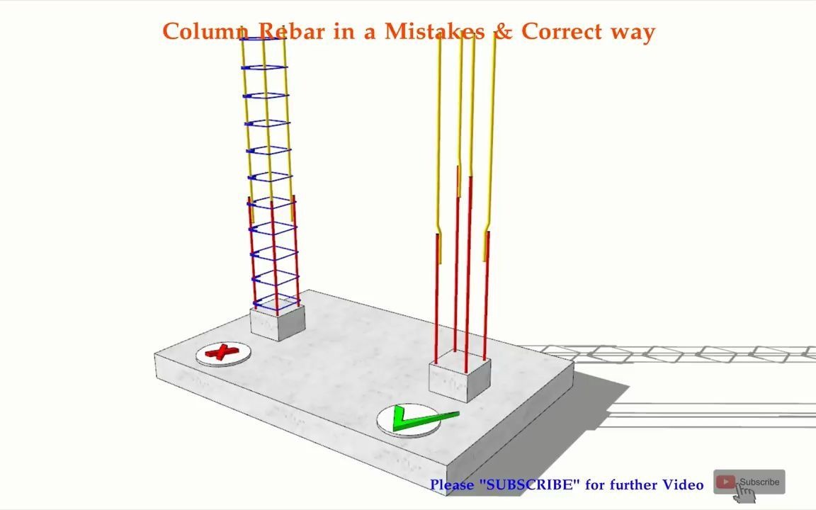 【搬运】-3D动画展示如何正确的布置、绑扎、搭接钢筋混凝土柱的钢筋