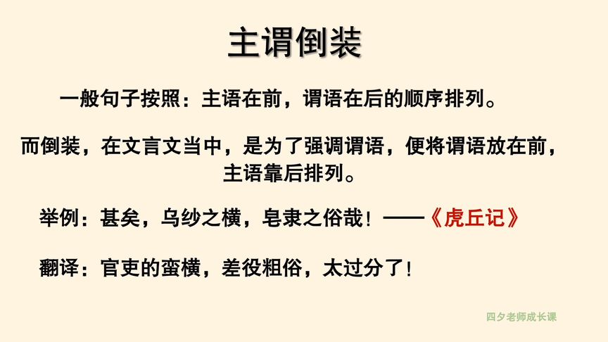 修辞手法:文言文中的主谓倒装