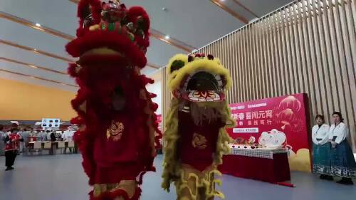 舞狮子元宵节锣鼓喧天真热闹闹