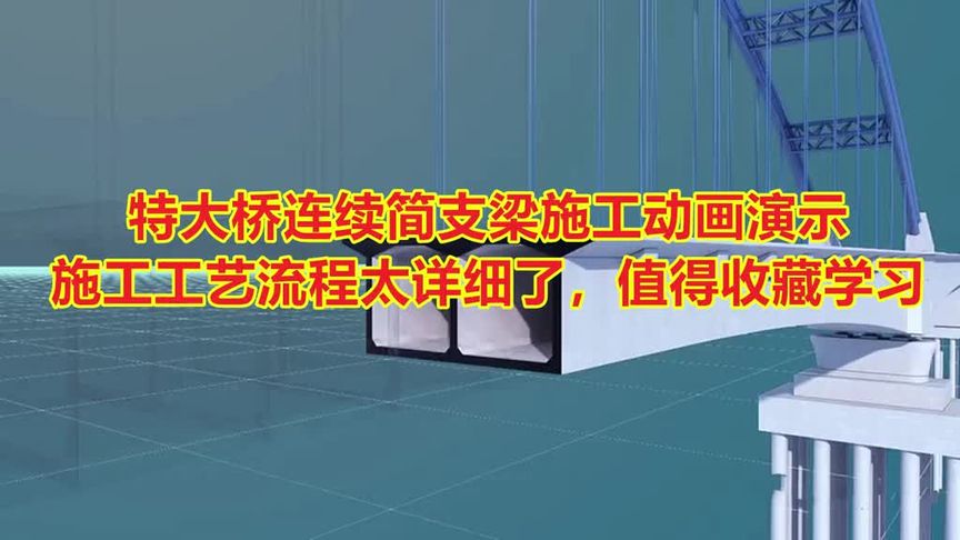 特大桥连续简支梁施工动画演示,施工工艺太详细了,值得收藏学习