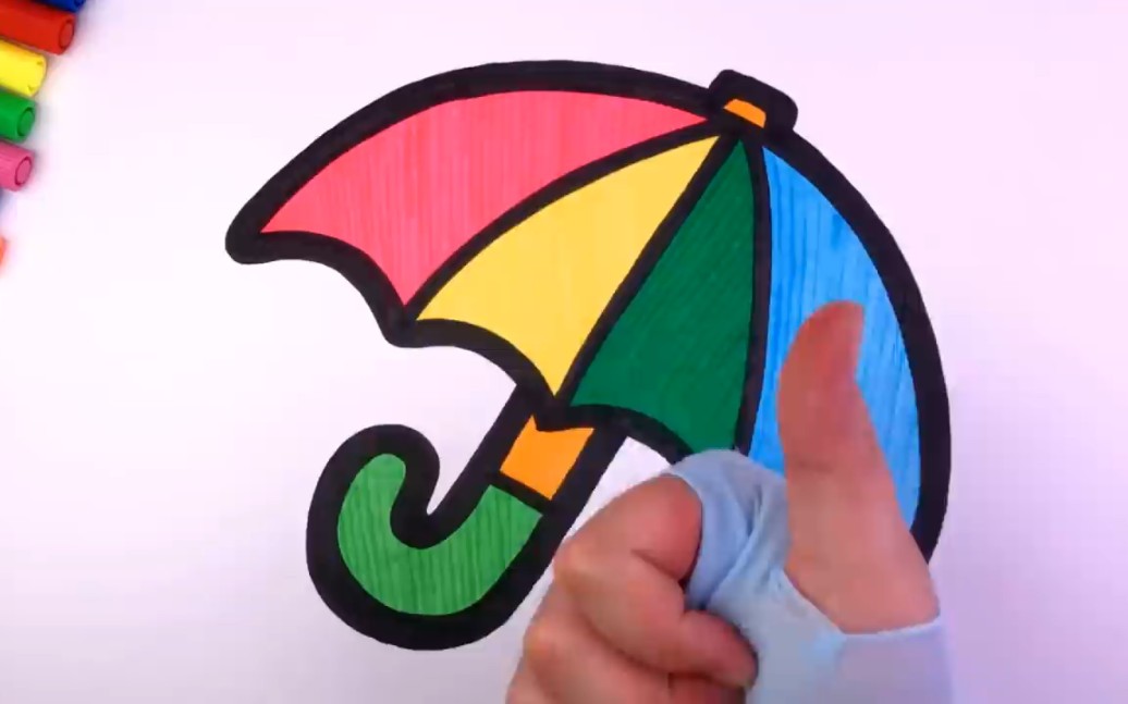 儿童简笔画教孩子画雨伞