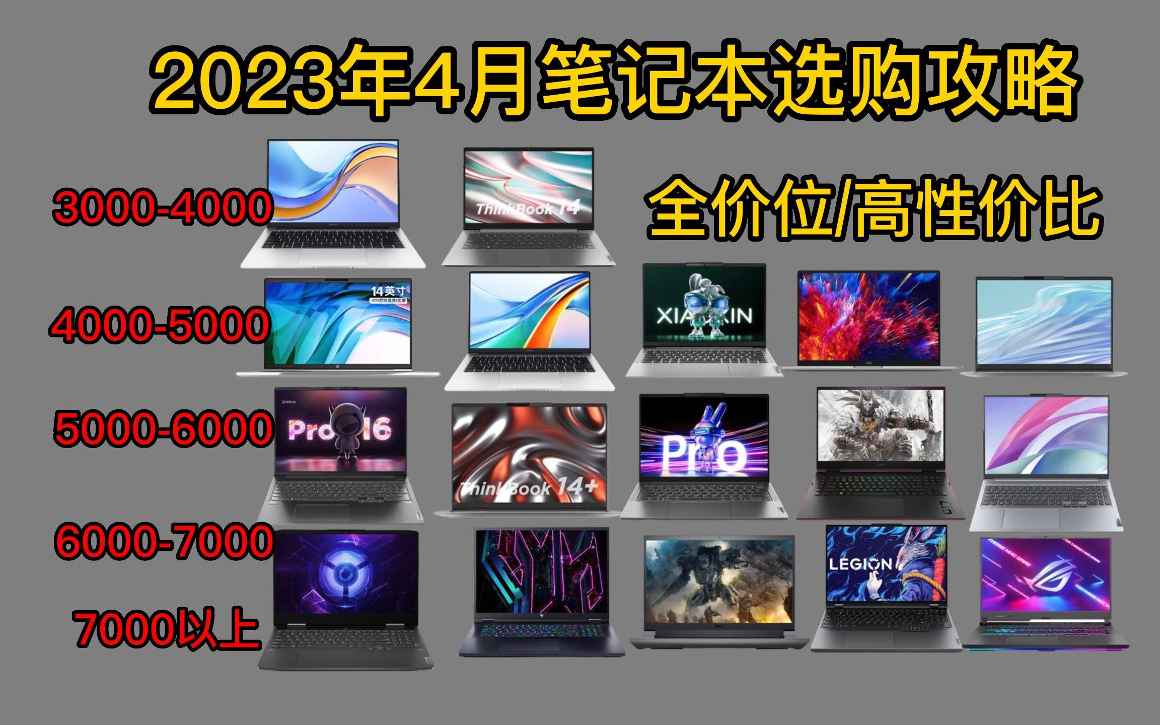 2023年4月高性价比笔记本电脑推荐!大学生、办公族、游戏党、轻薄本...