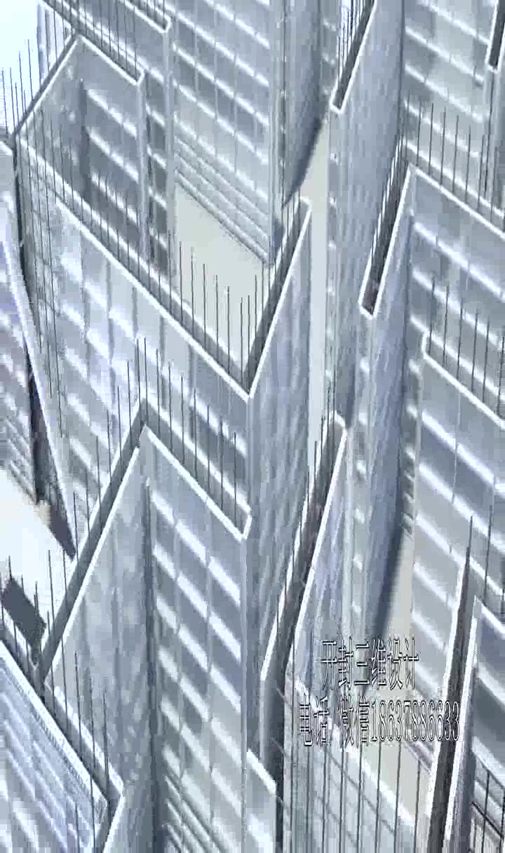 _建筑钢结构施工3D动画建筑生长