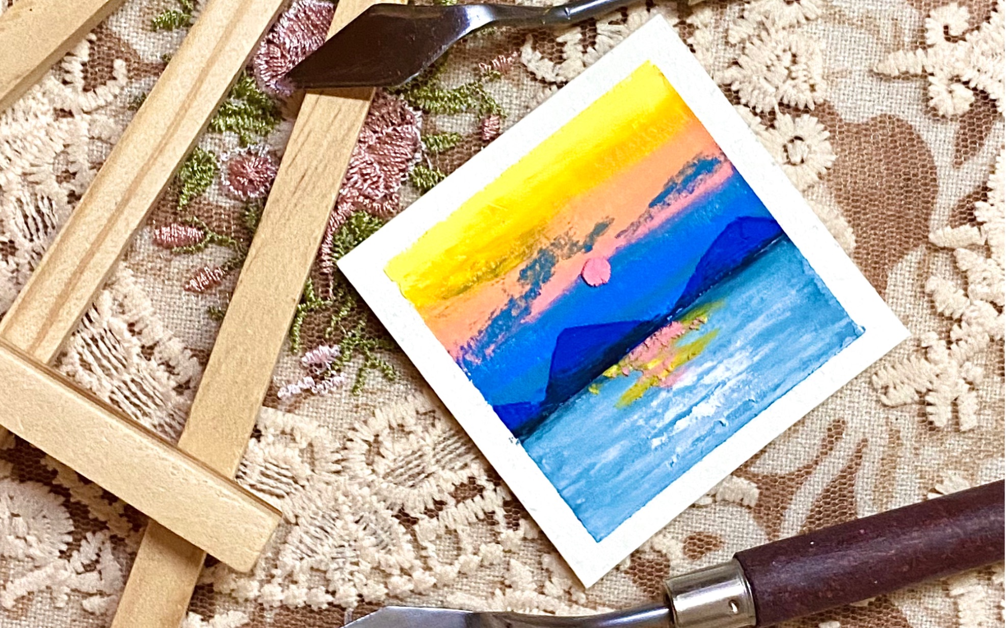 油画棒 | 夕阳风景画 超简单适合零基础新手的绘画教程 好几天没画画...