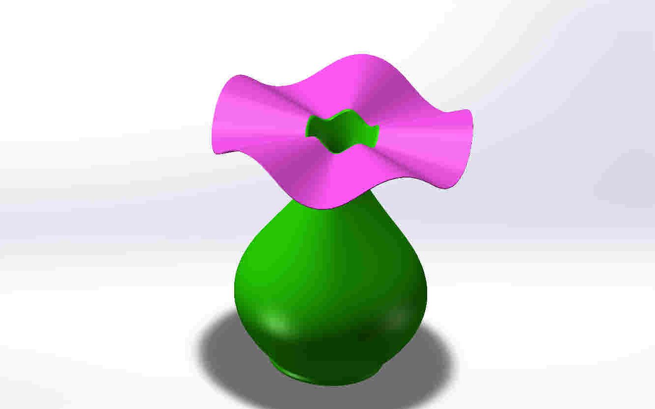 SW/3D 怎么画带花边的花瓶?3D草图+螺纹线+包覆命令搞定它。