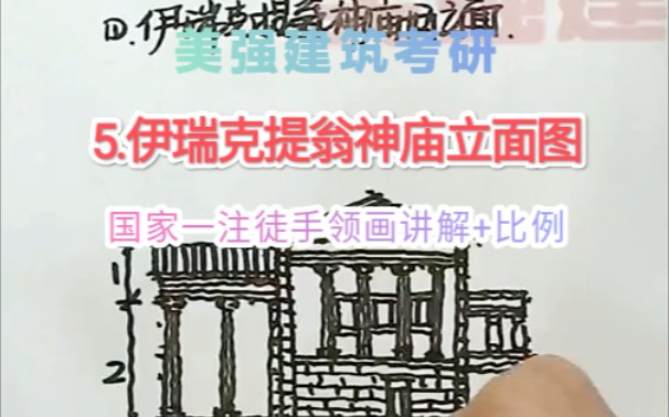 ...画必考简图(讲解+标注比例)外国古代建筑史5伊瑞克提翁神庙西立面图
