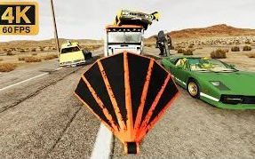 ...尖锥魅影卡车在公路上横冲直撞,粉碎车辆![beamng.drive车祸模拟器]