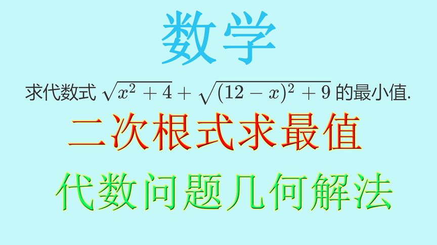 二次根式求最值,奇思妙想代数问题“几何解法”