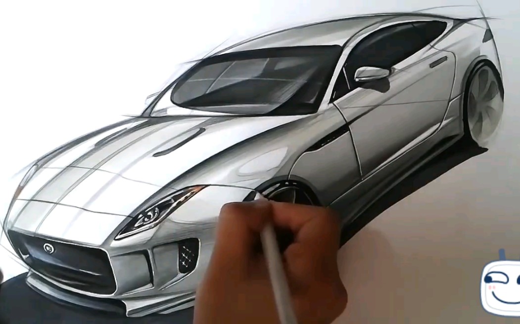 【绘画牛人系列_工业设计】看看人家的捷豹跑车是怎么画出来的!
