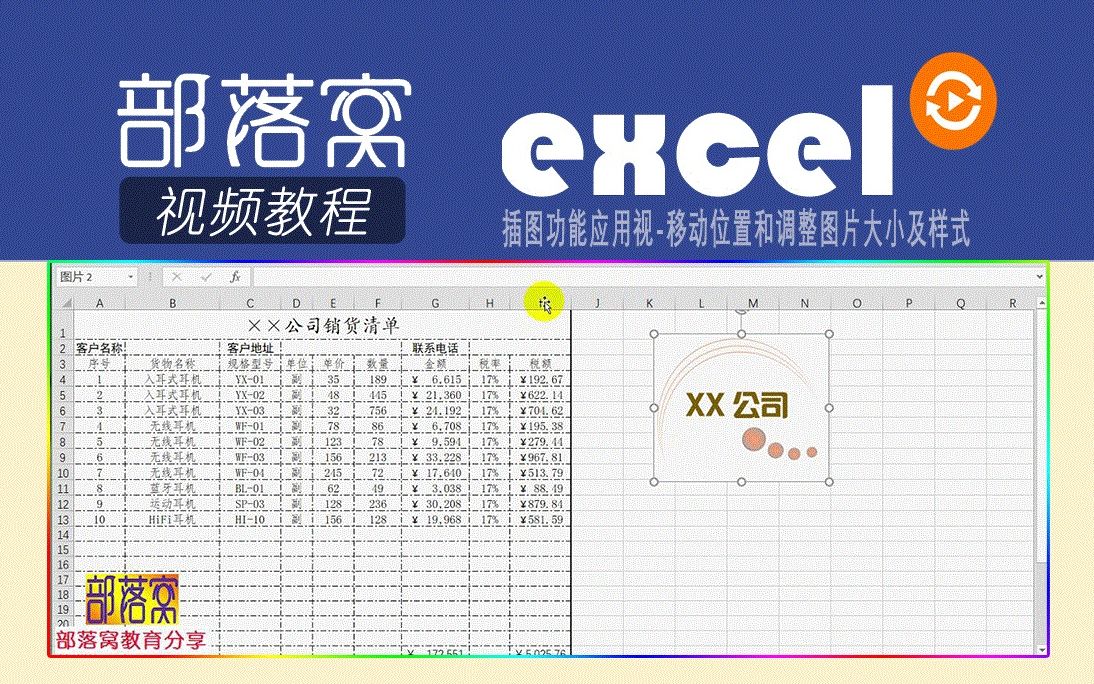 excel插图功能应用视频:移动位置和调整图片大小及样式