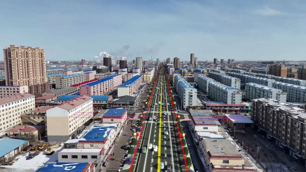 航拍视频叠加BIM模型CAD线路图纸效果制作